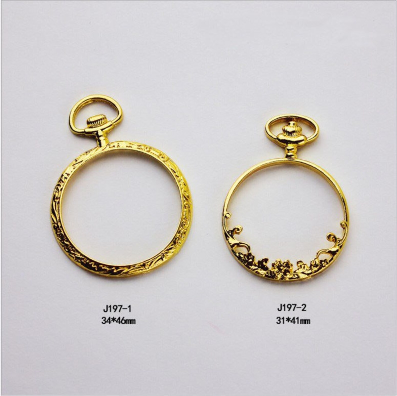 10 Pcs/lot Round Pocket Watch Metal Frame Pendant Gold Silver | Etsy