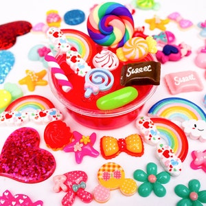 Lot 100 Pieces Slime Charms Mixed Candy Sweets Resin Flatback Slime ...