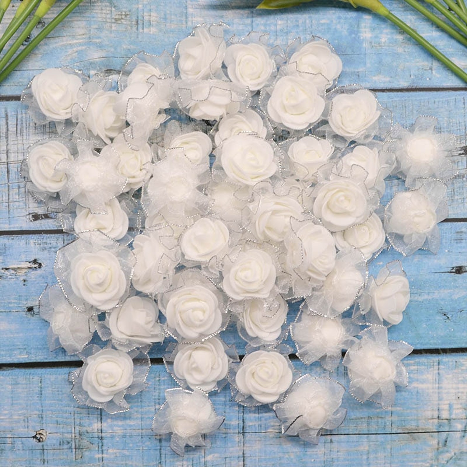 20pcs 4cm Glitter Fringe Silk Foam Flowers DIY Handmade | Etsy