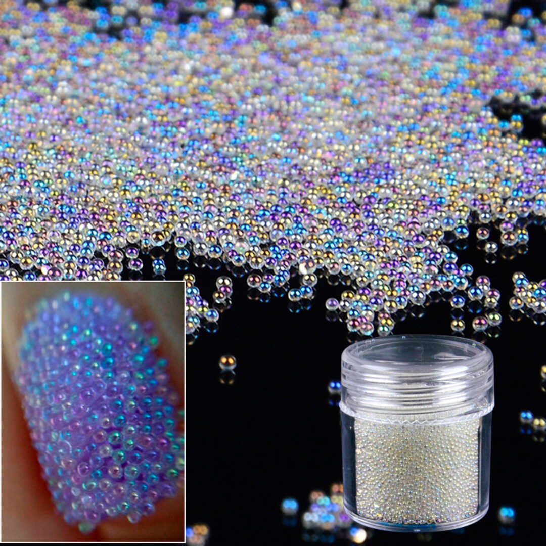 1 Box Clear White Caviar Beads 3D Nail Decoration Glitter Bead 10g ...