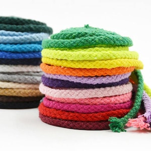 5 Meters Length 5mm Colored Cotton Cords Braided Rope DIY Black White ...