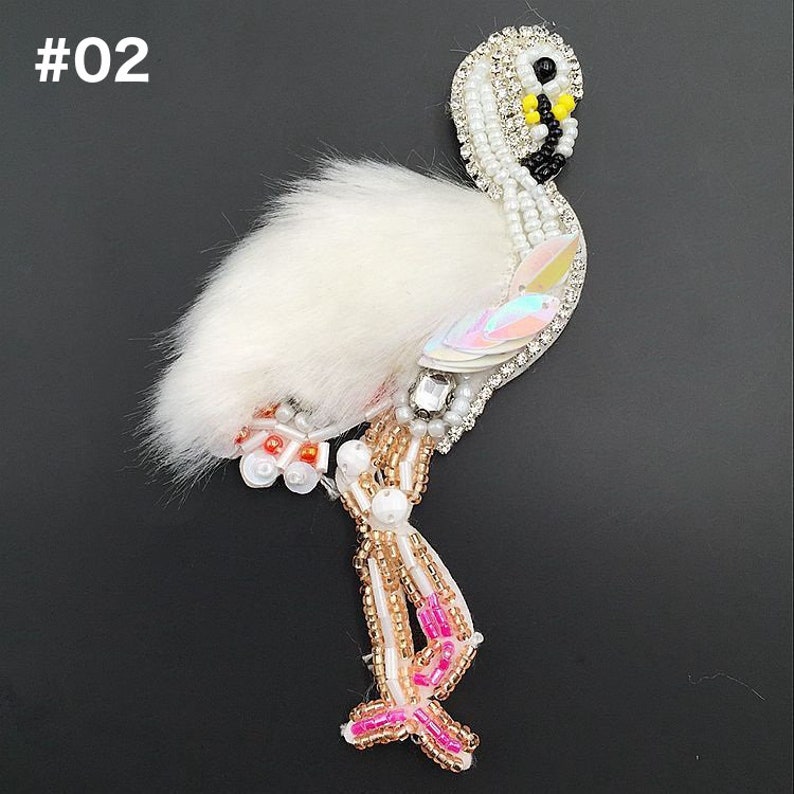 1 Pcs Sequined Fur Flamingo Patch for Clothes Sewing on - Etsy