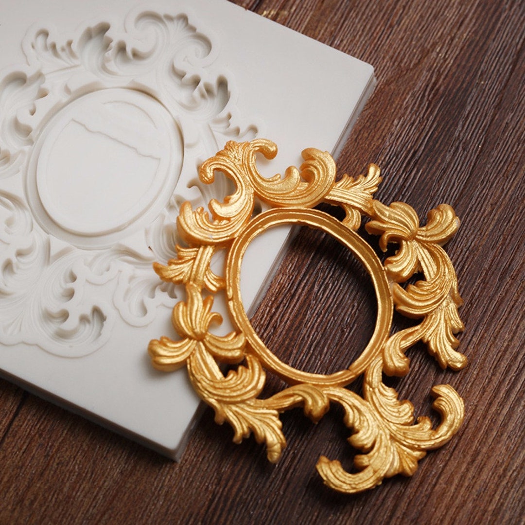 Ornate Leaf Frame Mould Victorian Scrollwork Flourish Silicone Molds ...