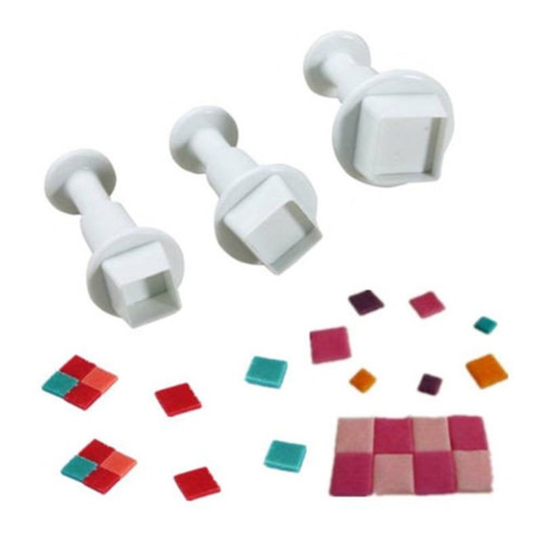 1set/3pcs Lovely Square Plunger Cutter Mold Fondant Cake Decorating - Etsy
