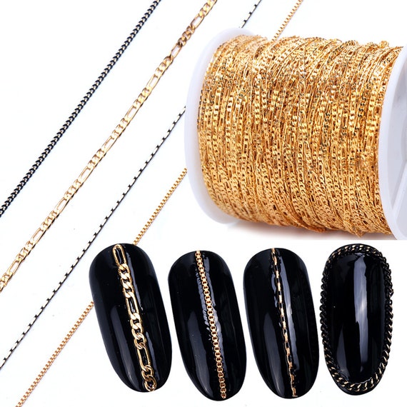 1m Nail Art Alloy Metal Chains Gold 3D Charms Decoration Studs | Etsy