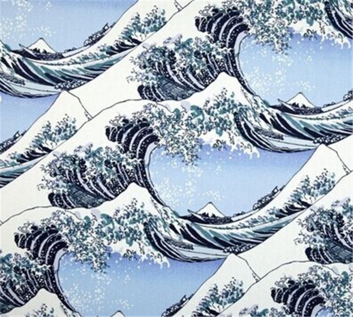 100140cm the New the Japanese Custom Style Wave Printed - Etsy