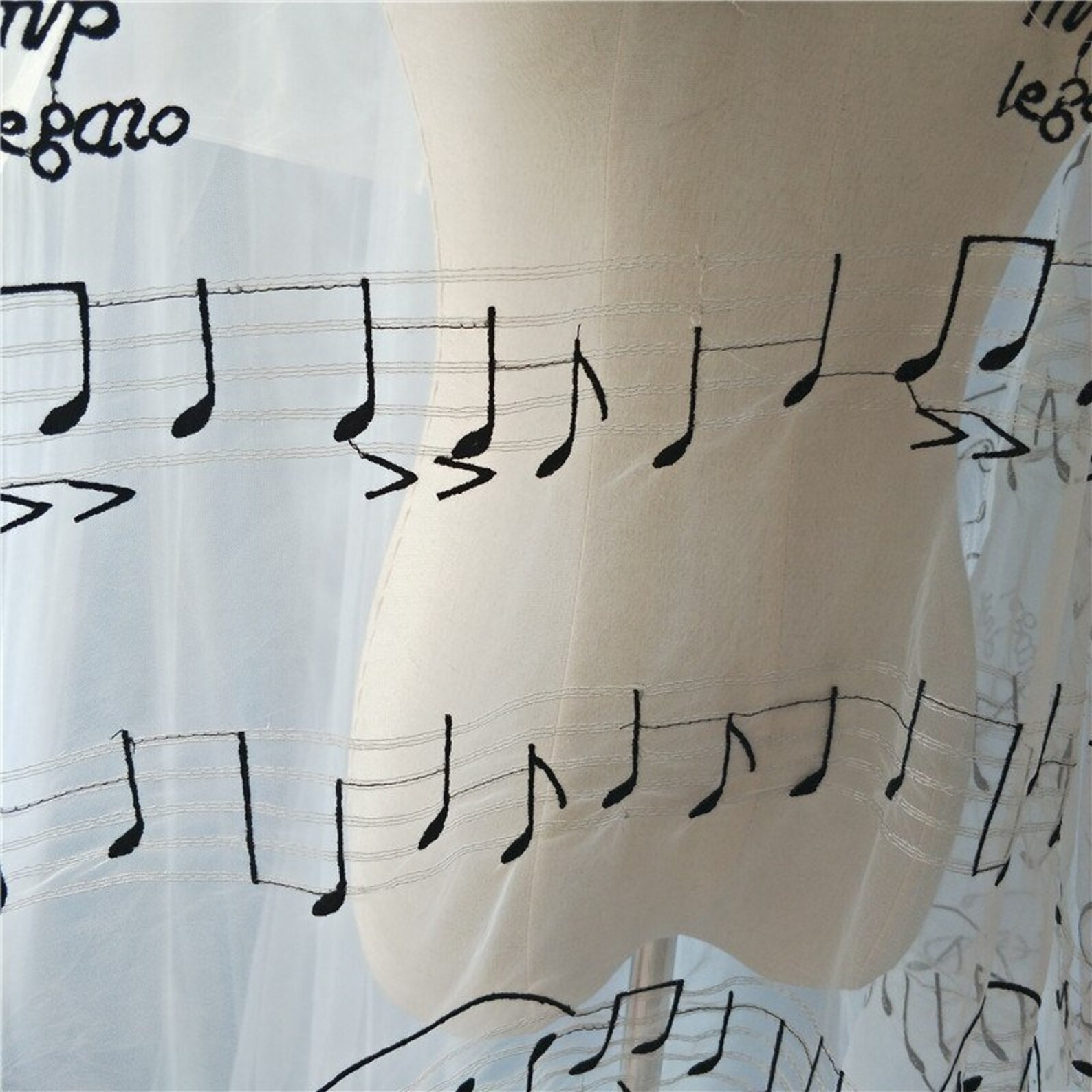 Ivory Lace Fabric Music Note Embroidered Gauze Tulle Fabric - Etsy