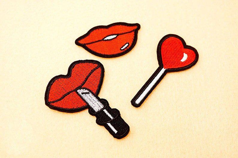 Lot 8pcs Lips Kiss Lipstick DIY Cartoon Badges Cloth | Etsy