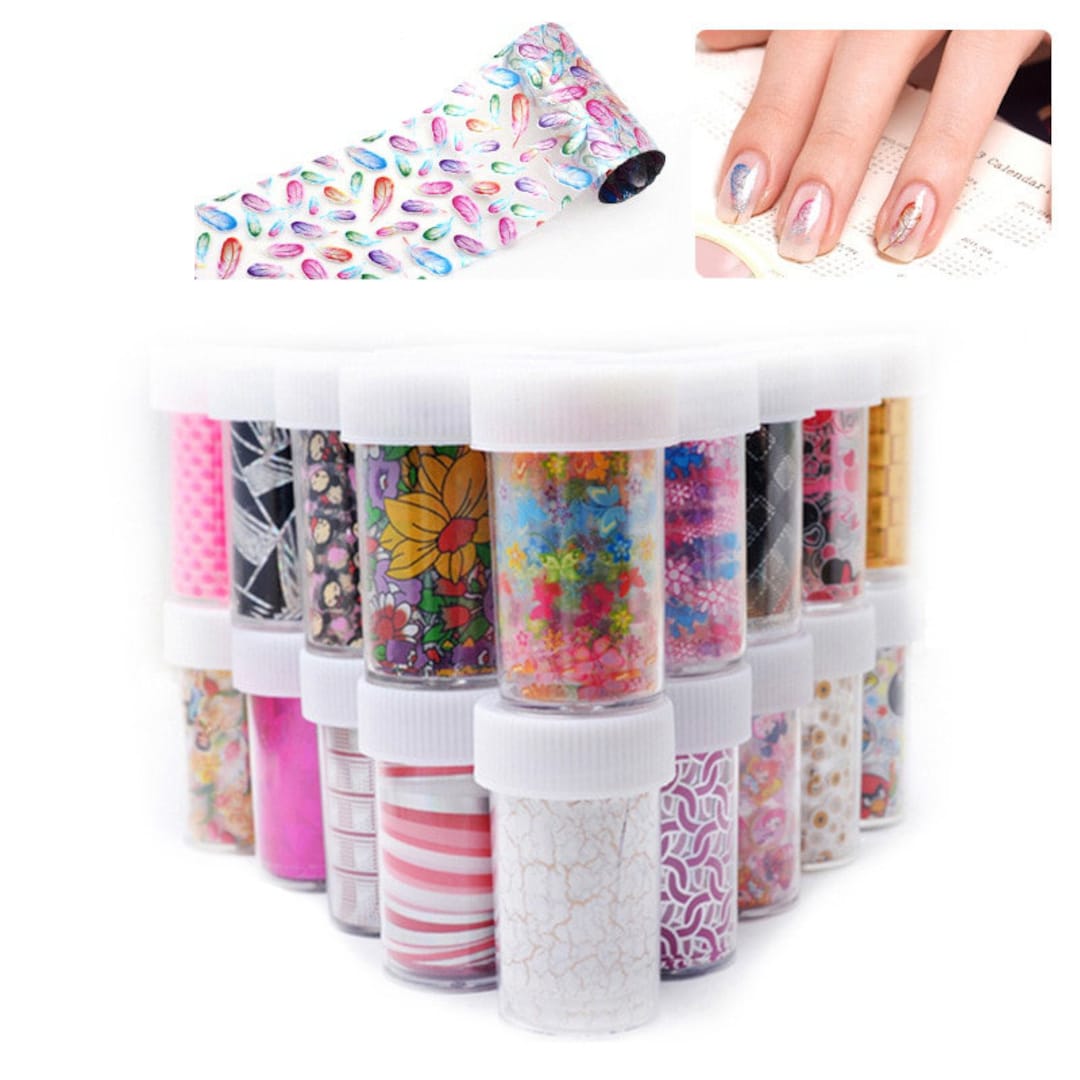 6pcs/set Nail Art Transfer Foil Rolls 50 Designs Flowers Lace Nail ...