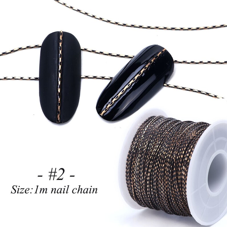 1m Nail Art Alloy Metal Chains Gold 3D Charms Decoration Studs - Etsy