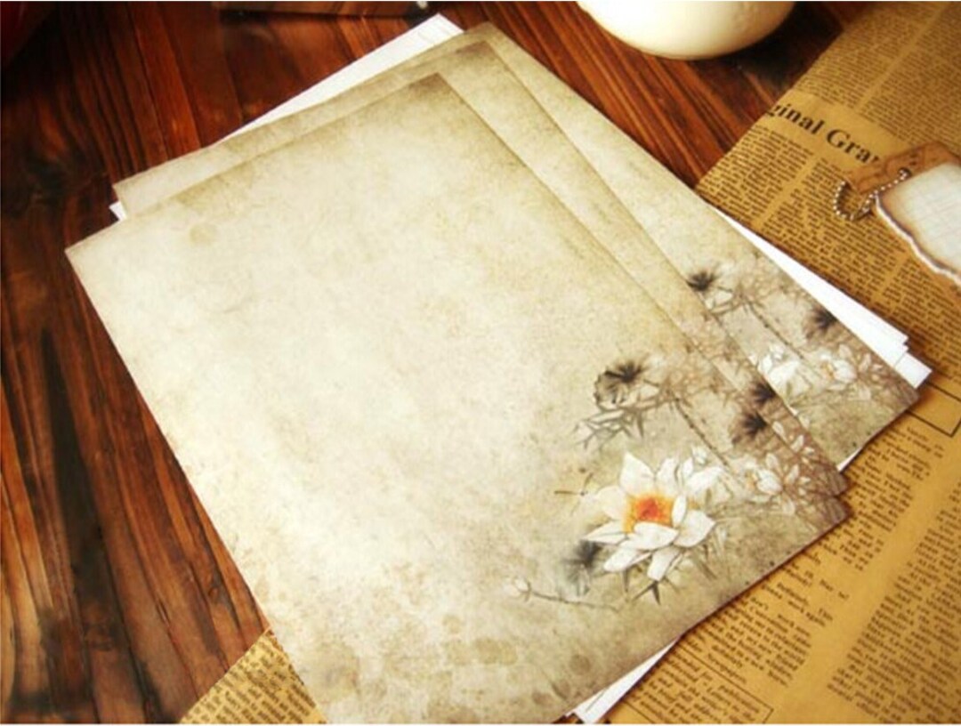 8 Pcs/lot Vintage Lotus Letter Paper Stationery Writing Paper Letter ...