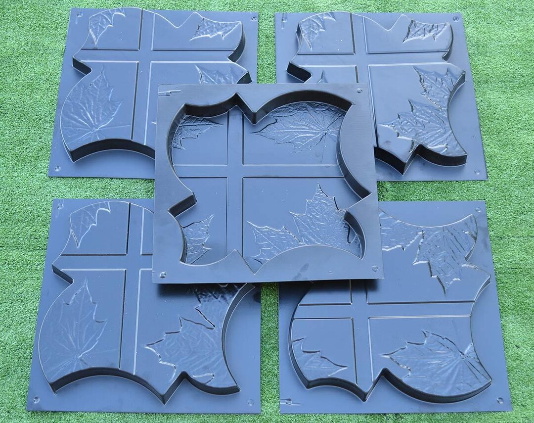 Concrete Mold Pavers Stone Patio Casting Concrete Garden Path Set 5 Pcs ...