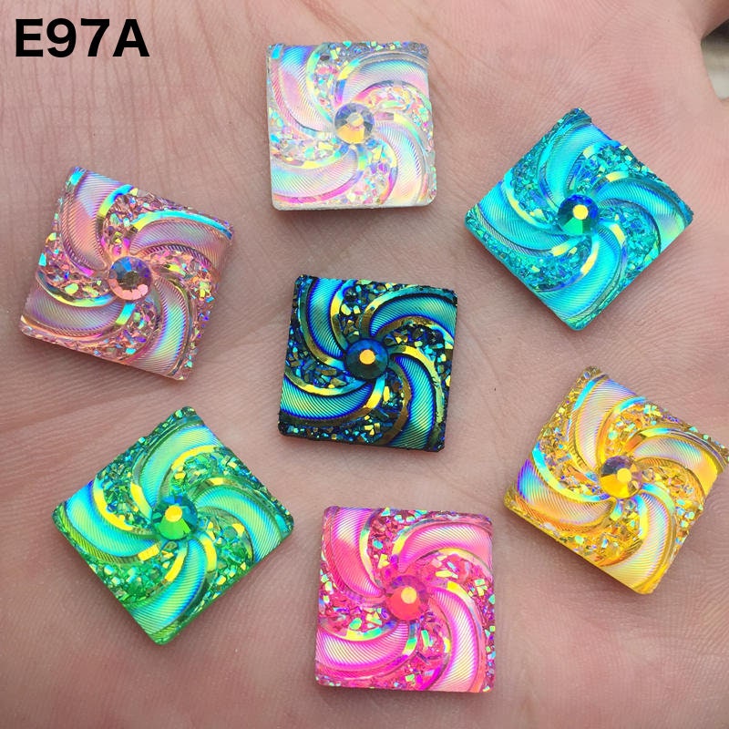 Lot 20pcs 16mm Resin Rhinestones Square Accessories Stones - Etsy