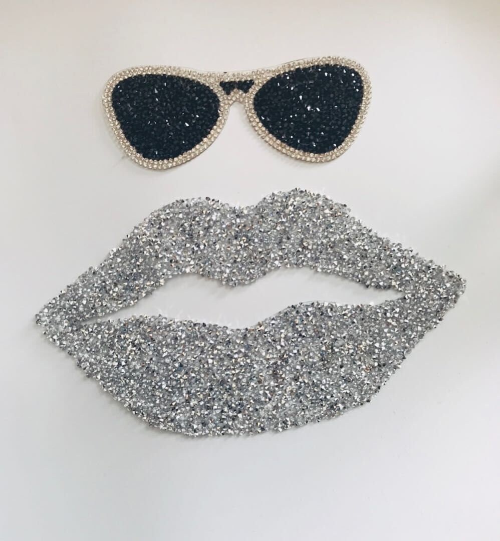 New 1Pcs Fun Rhinestones Sunglasses Lips Embroidered Patch | Etsy