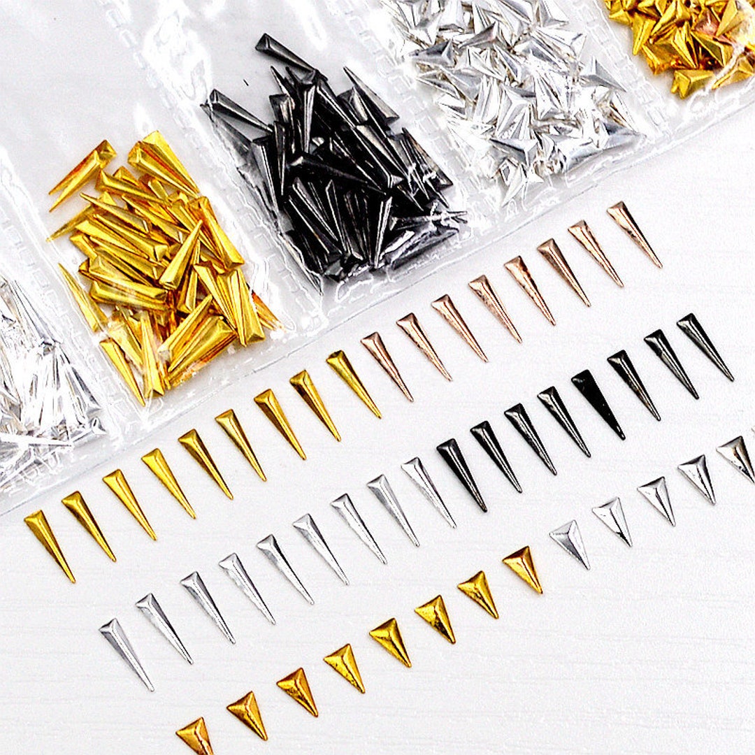 1 Pack 3D Mix 4 Colors Short Sharp Triangle Metal Stud Nail - Etsy