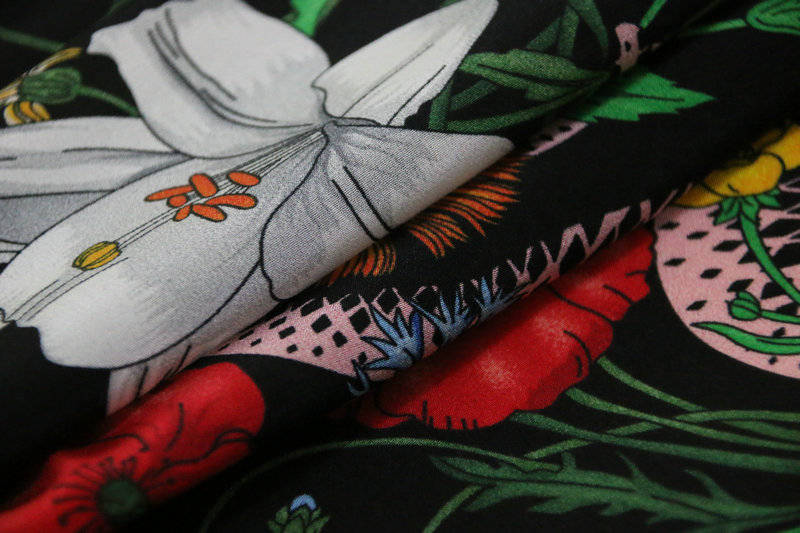 Flowers Snake Print Soft Silk Crepe Fabric 100% Mulberry Silk | Etsy