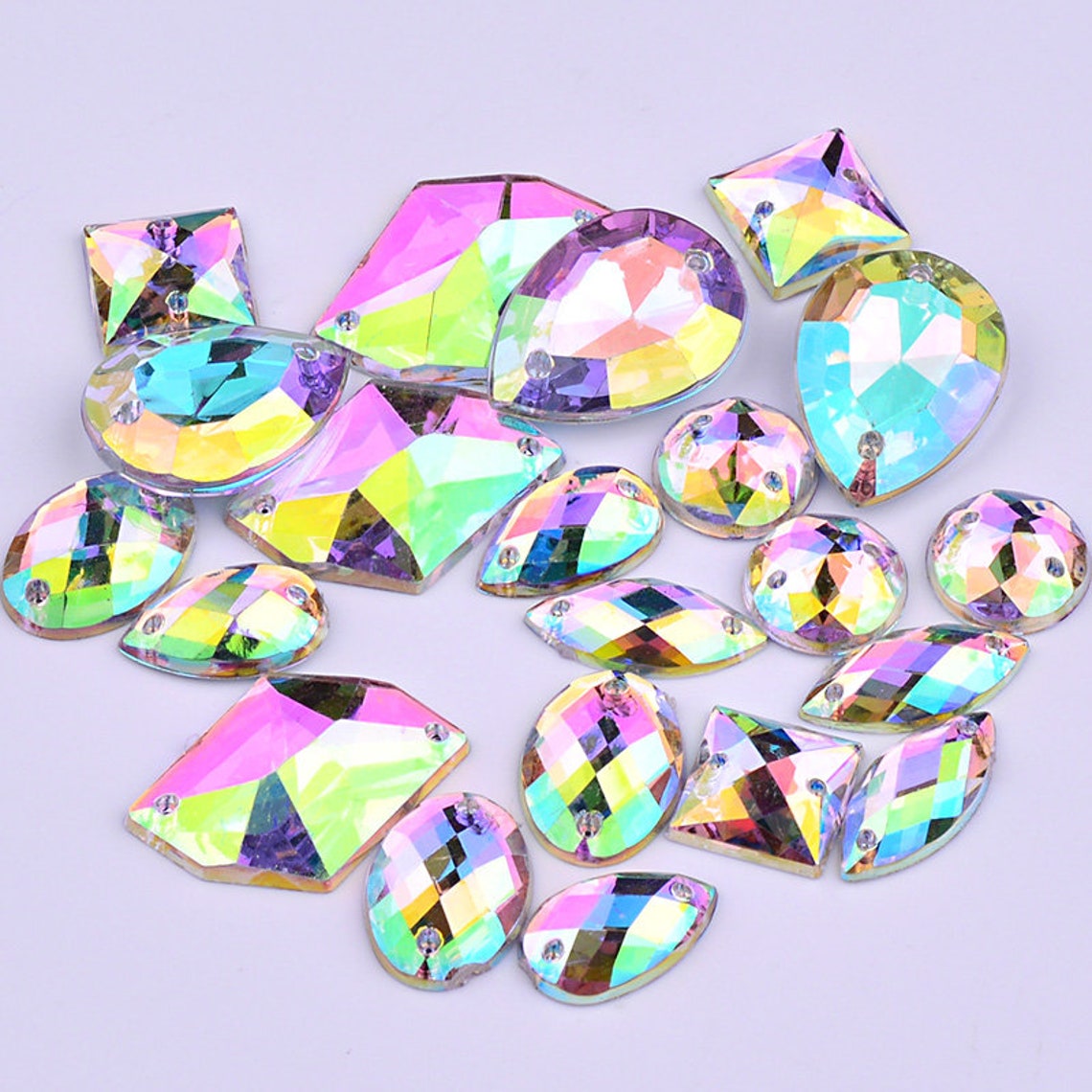 100 Pcs Mix Size Shape Sew on Crystal AB Rhinestones Flat Back - Etsy