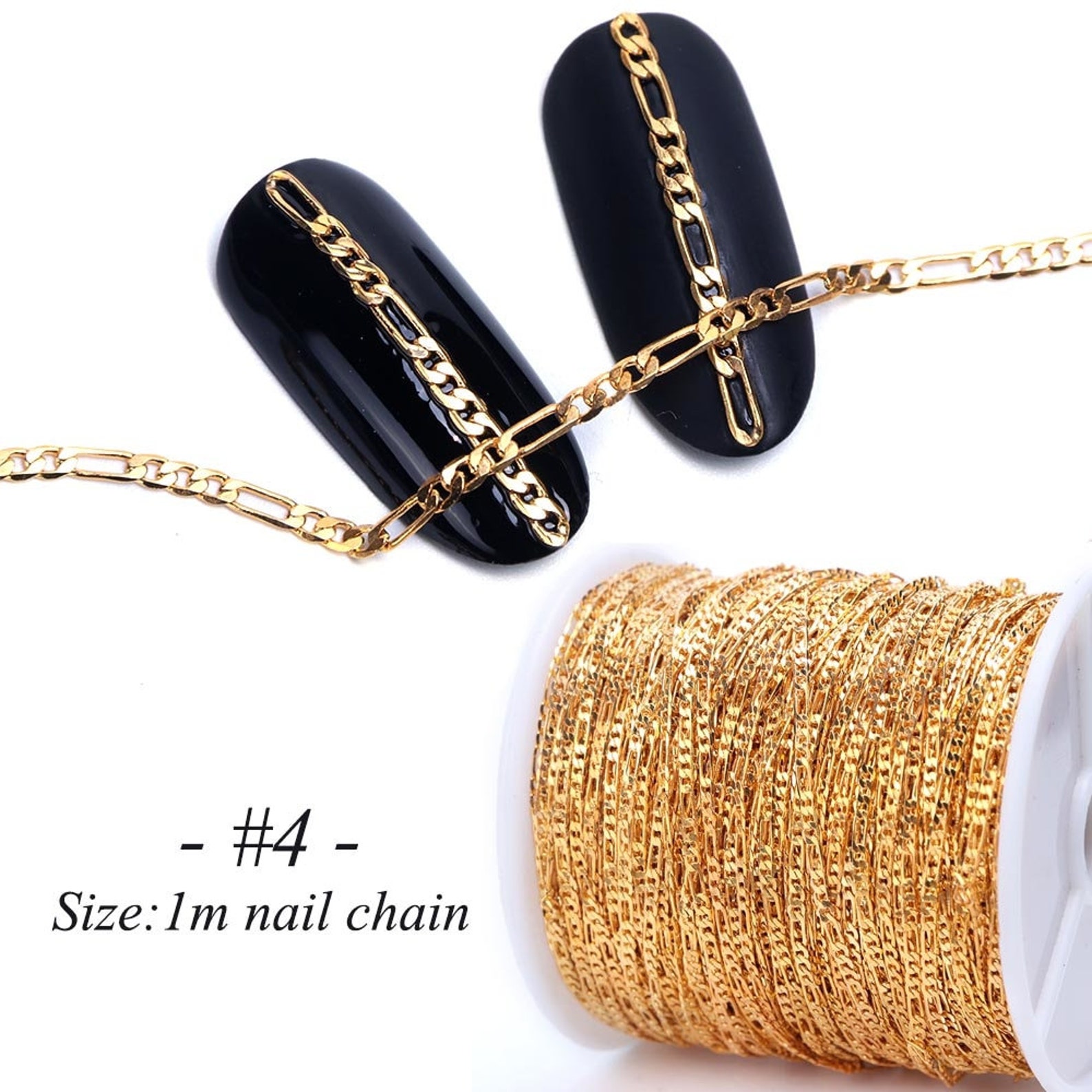 1m Nail Art Alloy Metal Chains Gold 3D Charms Decoration Studs | Etsy