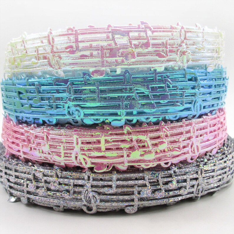 Width: 30mm Color Gold Silver Music Printed Hollow Note Ribbon | Etsy