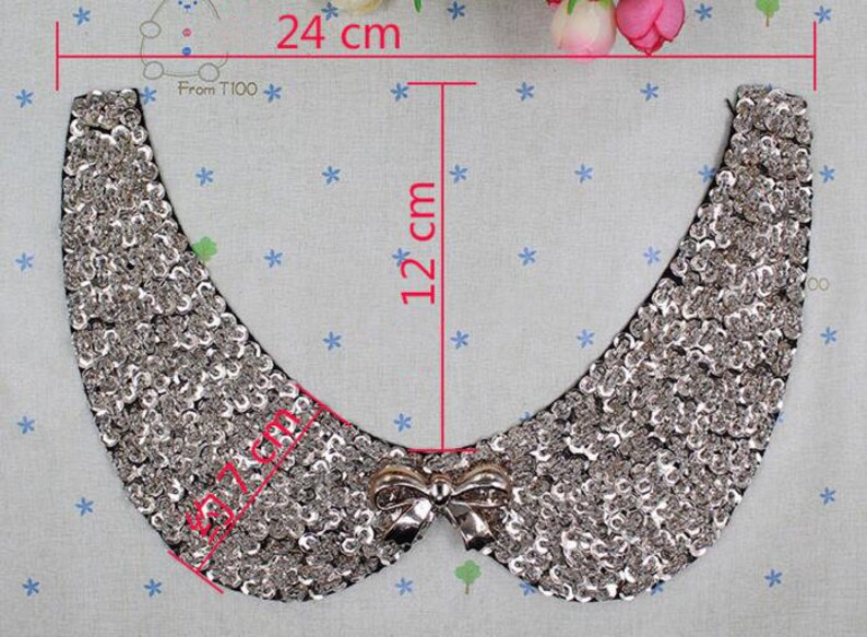 New Gold Sequin Flower Lace Collar 3D Fabric Fringe Trim | Etsy