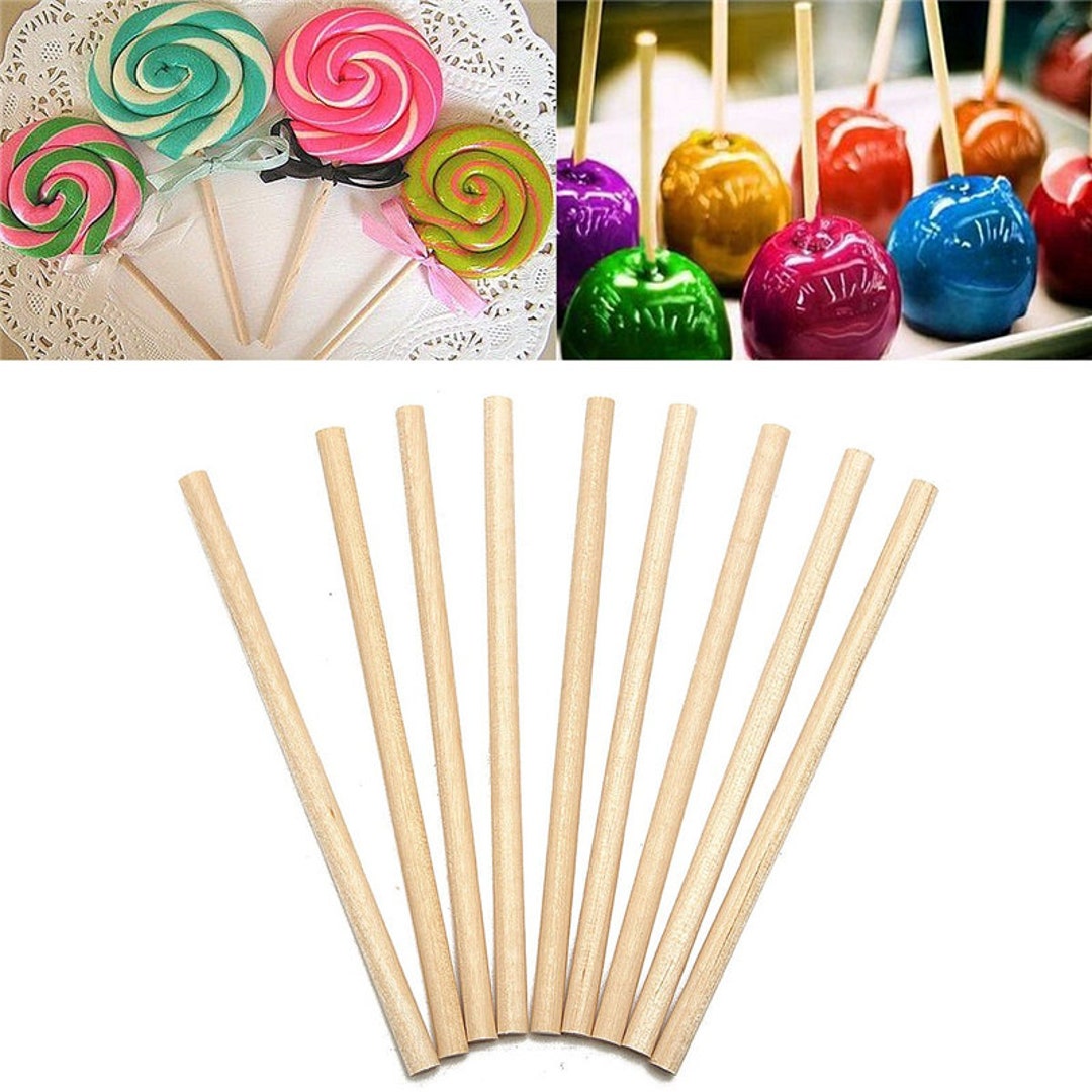 100pcs/set Round Wooden Lollipop Lolly Sticks 10cm Cake Dowels for DIY ...