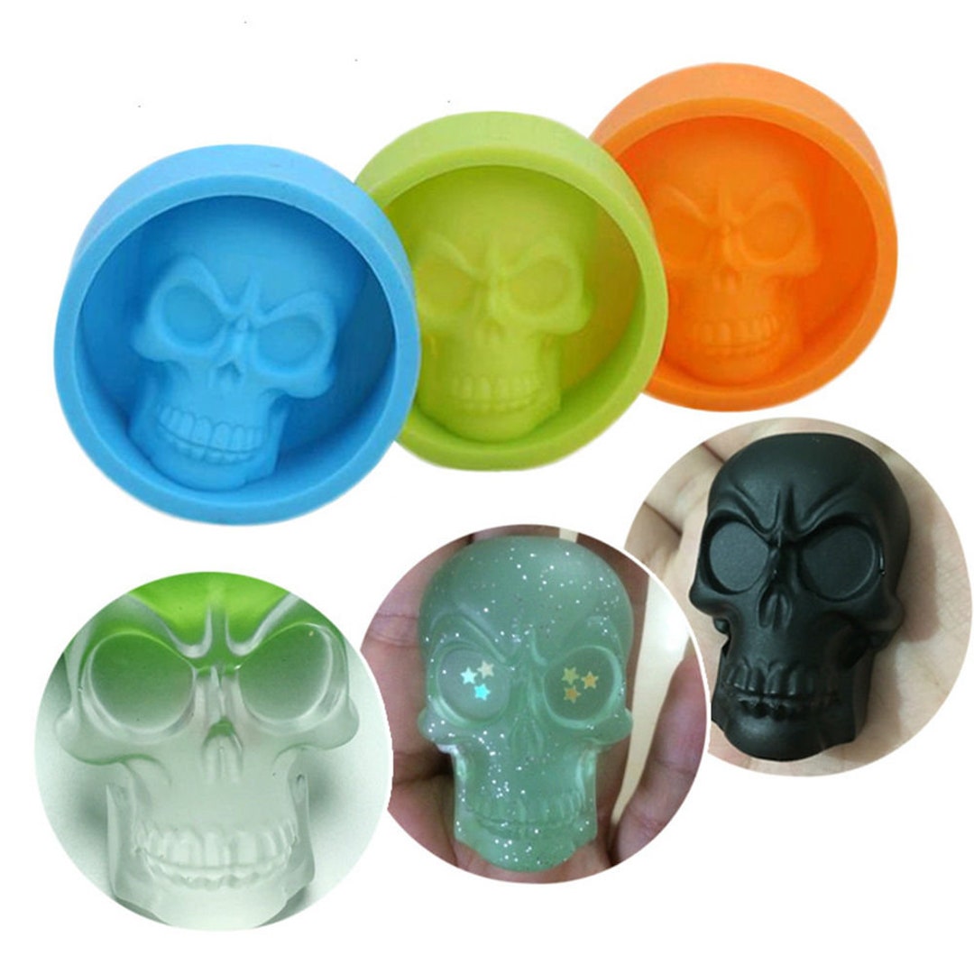 3D Skull Head Silicone Mold Home Party Fondant Cake Chocolate Silicone ...