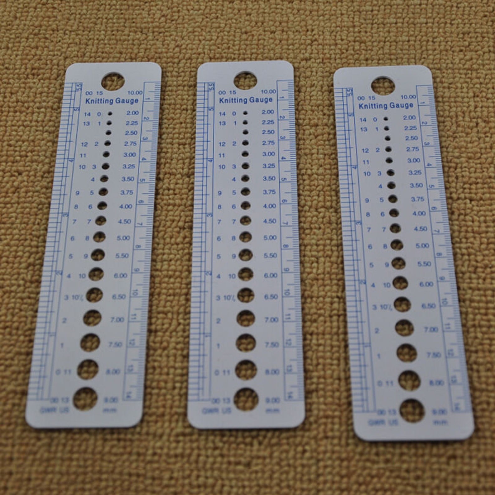 UK US Canada Sizes Knitting Needle Gauge Inch Sewing Ruler - Etsy