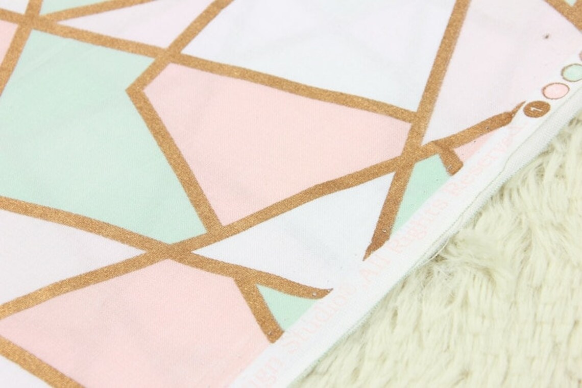 Half Meter Plain Gilt Geometric Print Cotton Fabric Handmade | Etsy