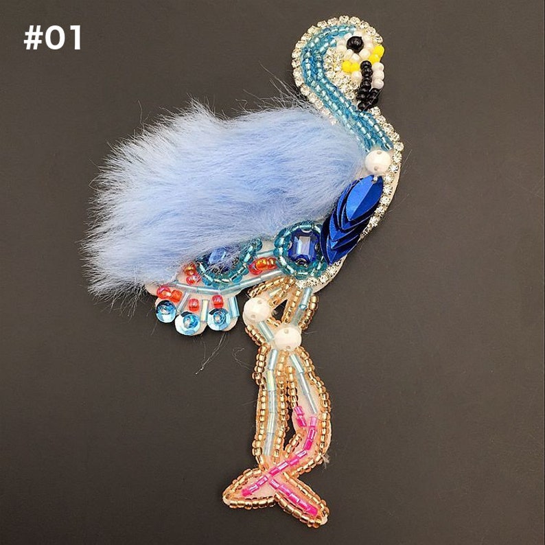 1 Pcs Sequined Fur Flamingo Patch for Clothes Sewing on - Etsy