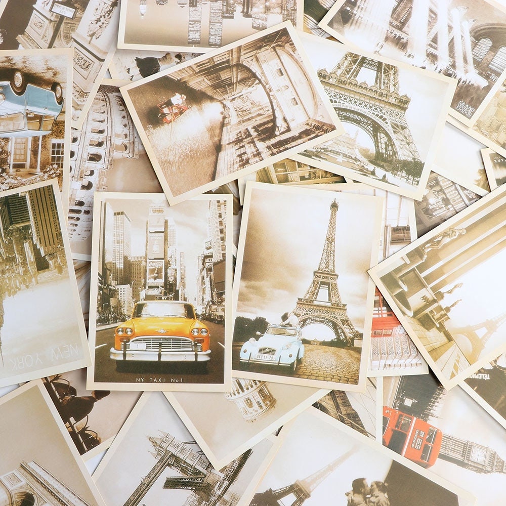 32 Pieces/set Famous Building Postcards Souvenir Us-euro | Etsy