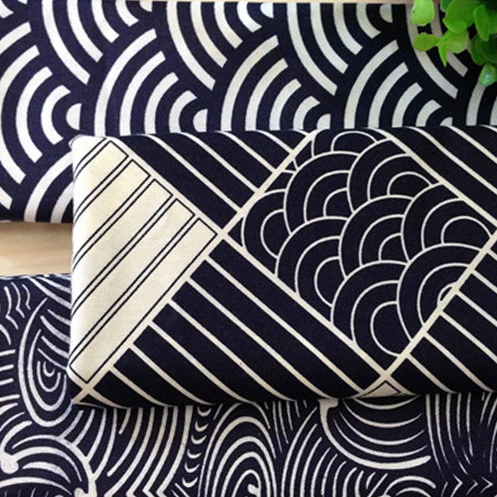 100160cm 100% Cotton Twill Japanese Style Navy Blue Wave | Etsy