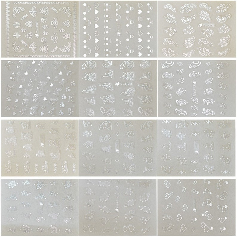 10pcs Water Silver Mixed Nail Slider Sets - Etsy