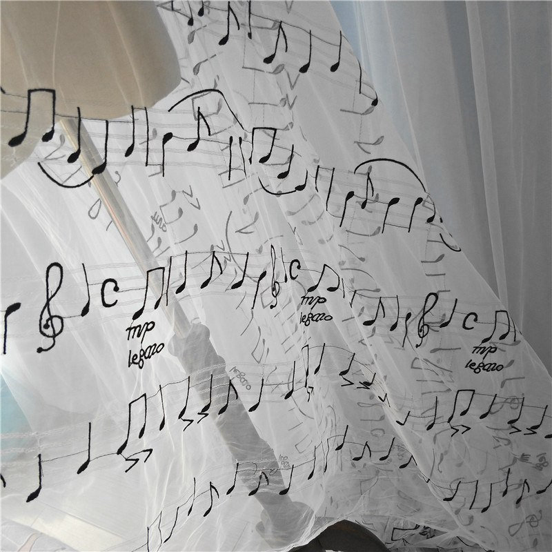 Ivory Lace Fabric Music Note Embroidered Gauze Tulle Fabric | Etsy