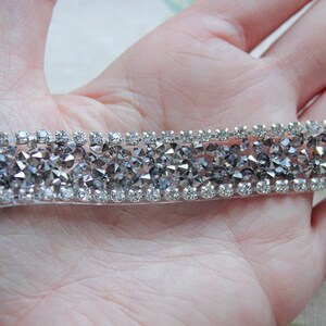 15mm Beaded Rhinestones Trim Iron on Diamond Crystal Ribbon Wrap Trim ...