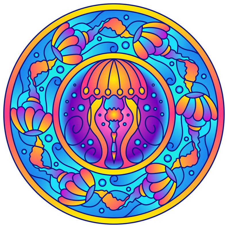 Jellyfish Mandala Full Drill 5D Round & Square Diamond - Etsy