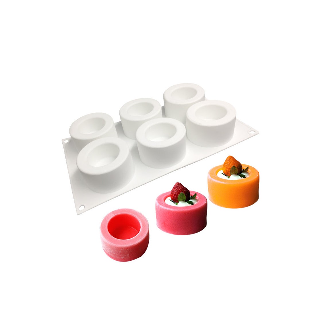6 Holes Pudding Cup Art Cake Mould Pan 3D Silicone Mold Mousse ...