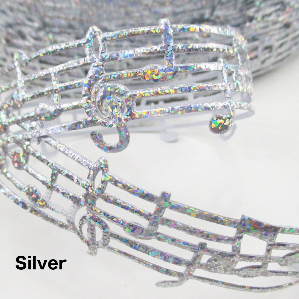 Width: 30mm Color Gold Silver Music Printed Hollow Note Ribbon | Etsy