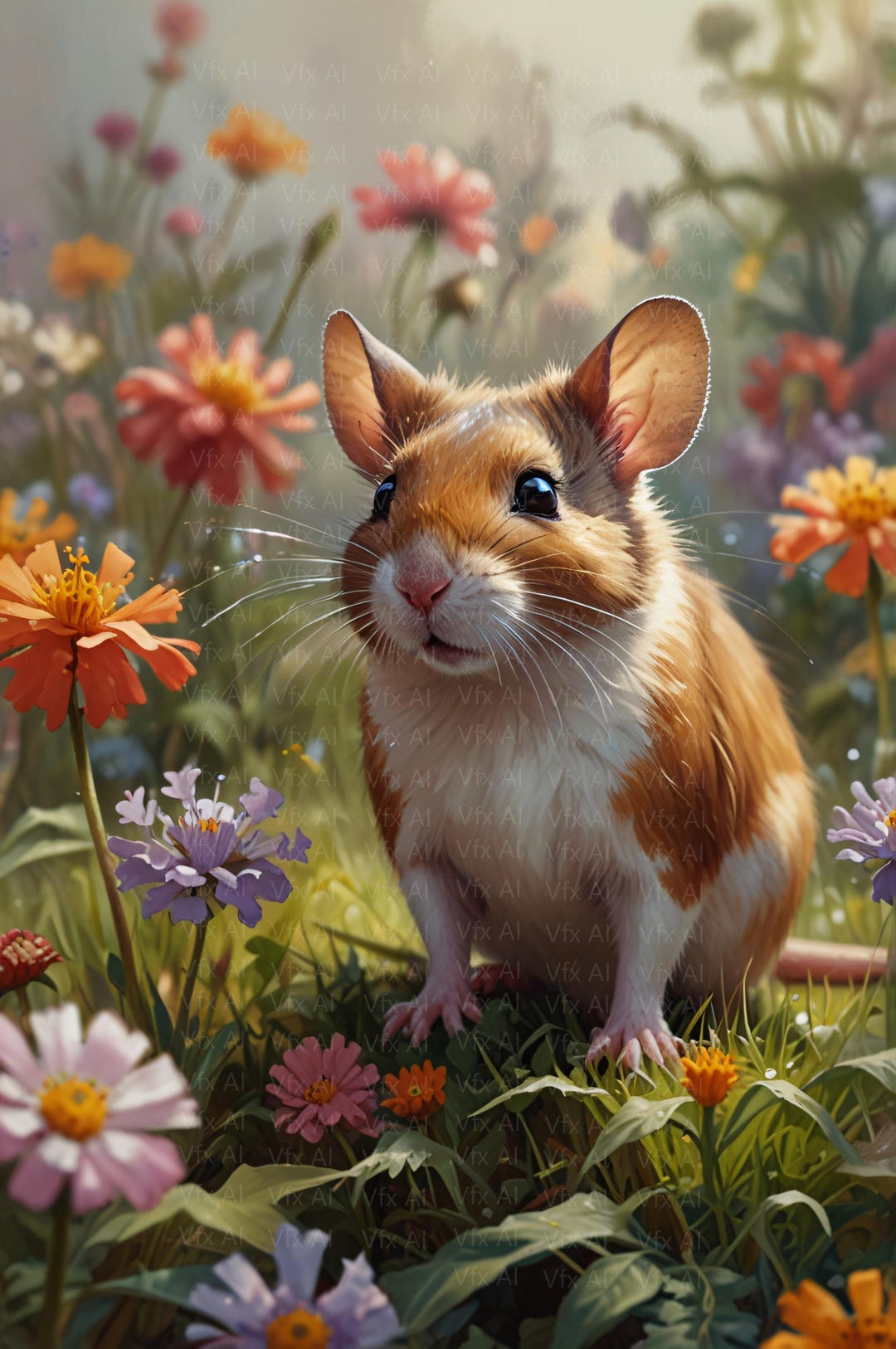 Pictures of a Mouse in the Nature Surrounded by Flowers Printable AI ...