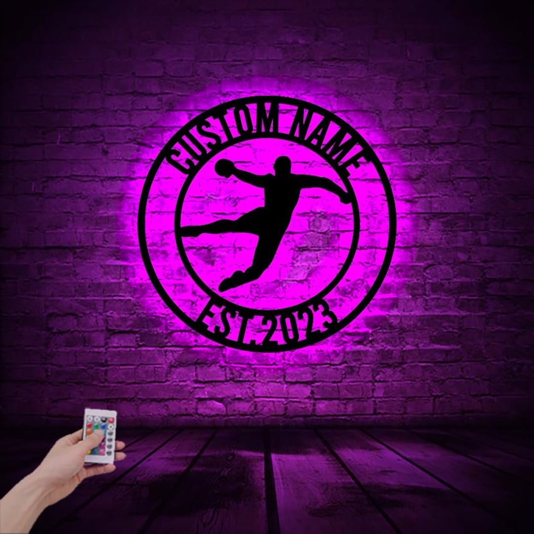 Personalized Handball Wooden Wall Art With Rgb Led Light, Handball ...