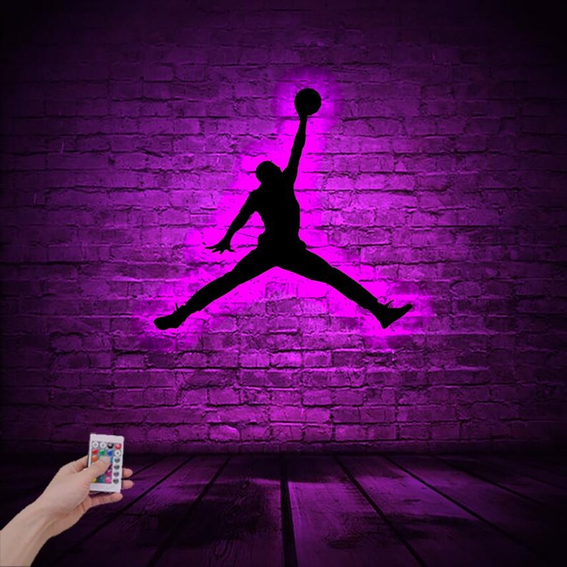 Michael Jordan Neon Led Wall Sign, Michael Jordan Wooden Wall Decor ...