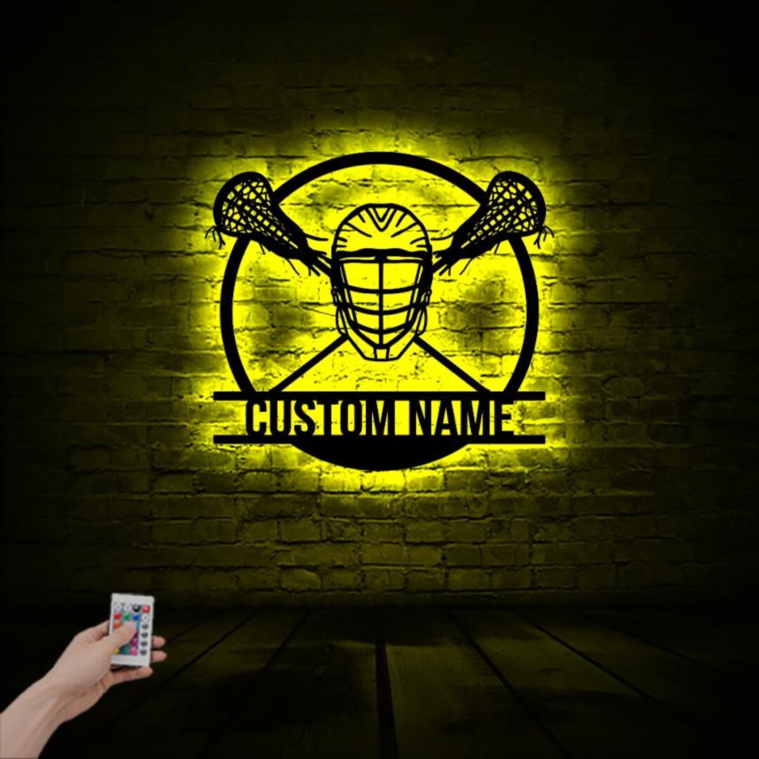 Personalized Lacrosse Wall Art: Wooden LED Sign, Custom Name - Etsy