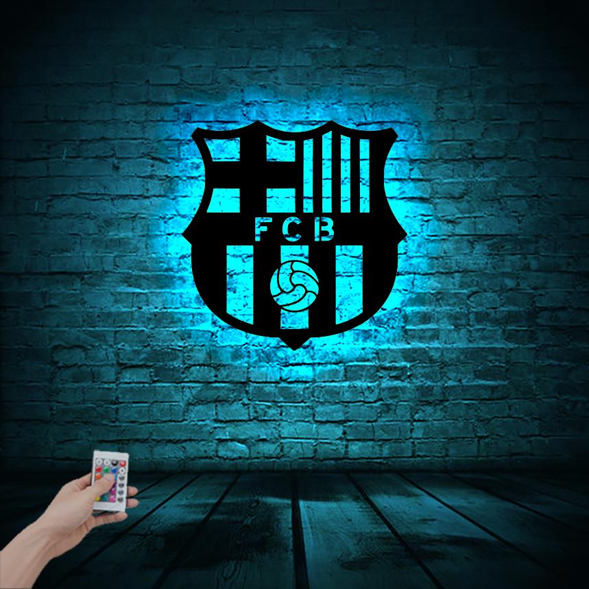 Barcelona Neon Led Wood Wall Sign, FC Barcelona Logo Sign, Barcelona ...