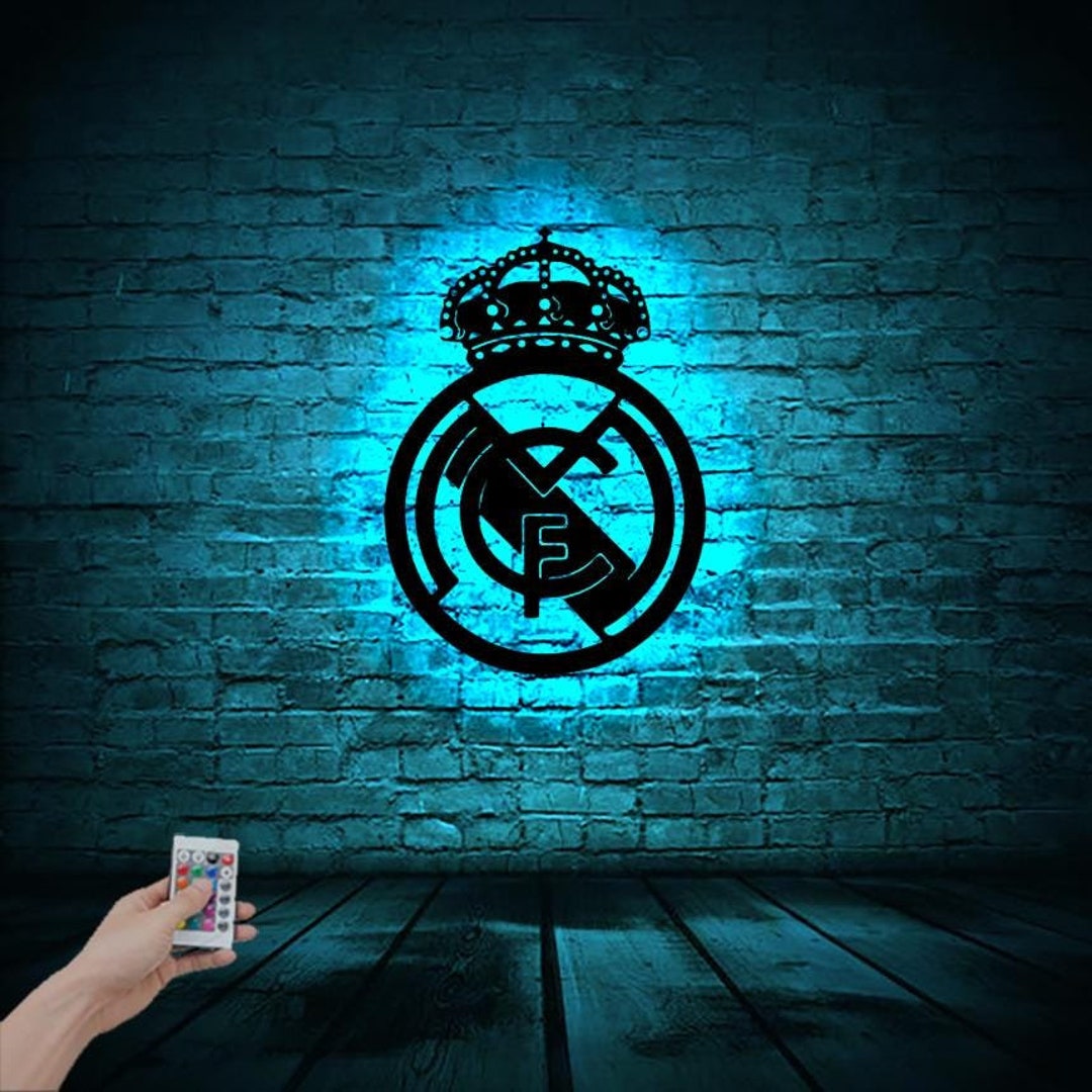 Real Madrid Neon Led Wood Wall Sign, Real Madrid CF Logo Sign, Real ...