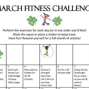 March Family Fitness Challenge Calendar - Etsy