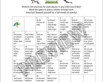 April Family Fitness Challenge Calendar - Etsy