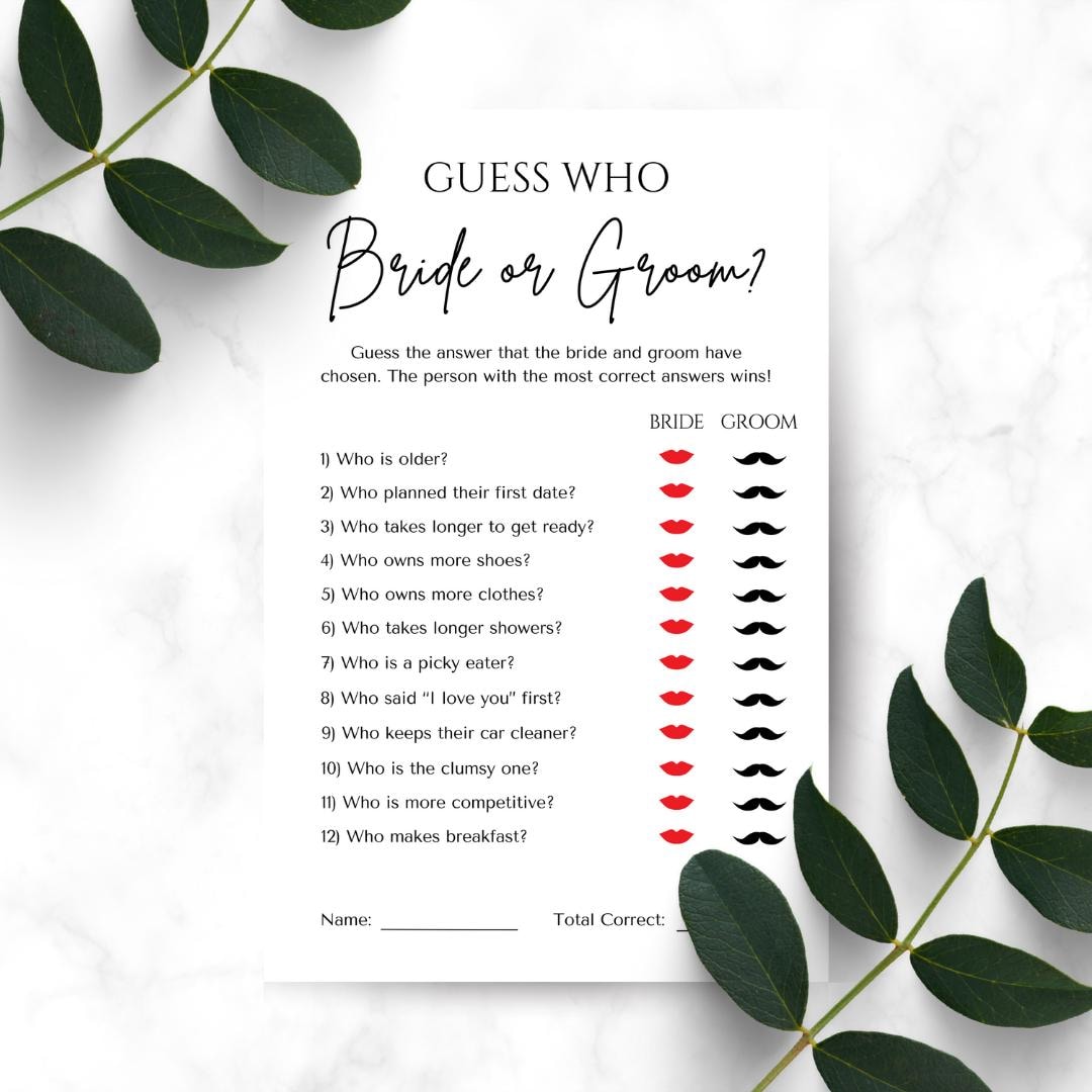 Wedding Table Game - Guess Who - Fun and Interactive Activities for ...