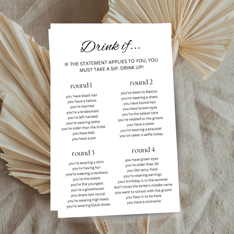 Drink If Game, Wedding Drink If Game, Bachelorette Drink If Game, Drink ...