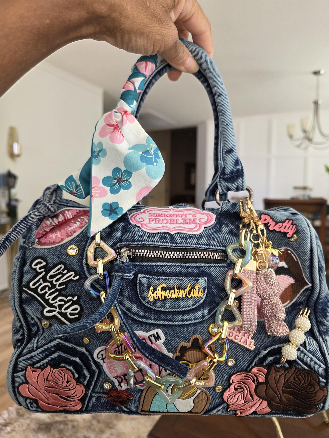 Blue Denim Top Handle Junk Purse - Etsy