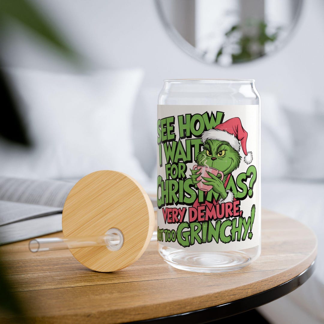 Christmas Grinch Sipper Glass Holiday Drinkware, Festive Tumbler, Funny ...