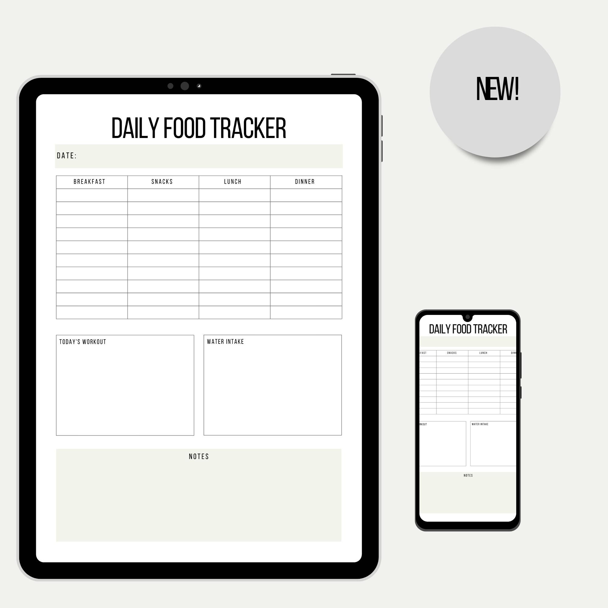 Daily Food Tracker, Fillable Meal Planner, Nutrition Log (digital ...